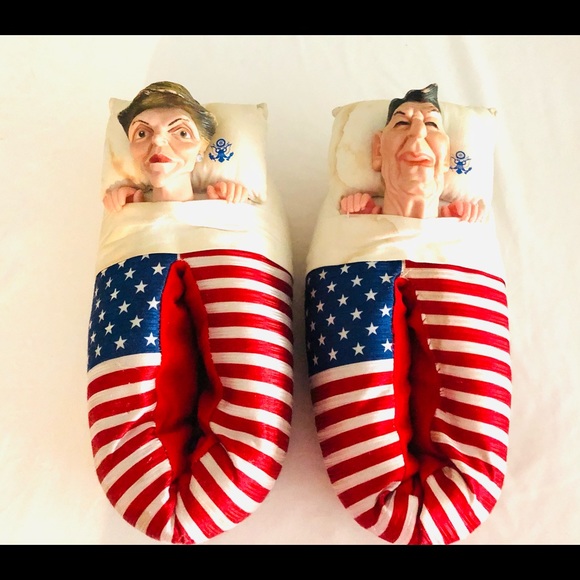 Shoes | Vintage Ronald And Nancy Reagan Slippers | Poshmark